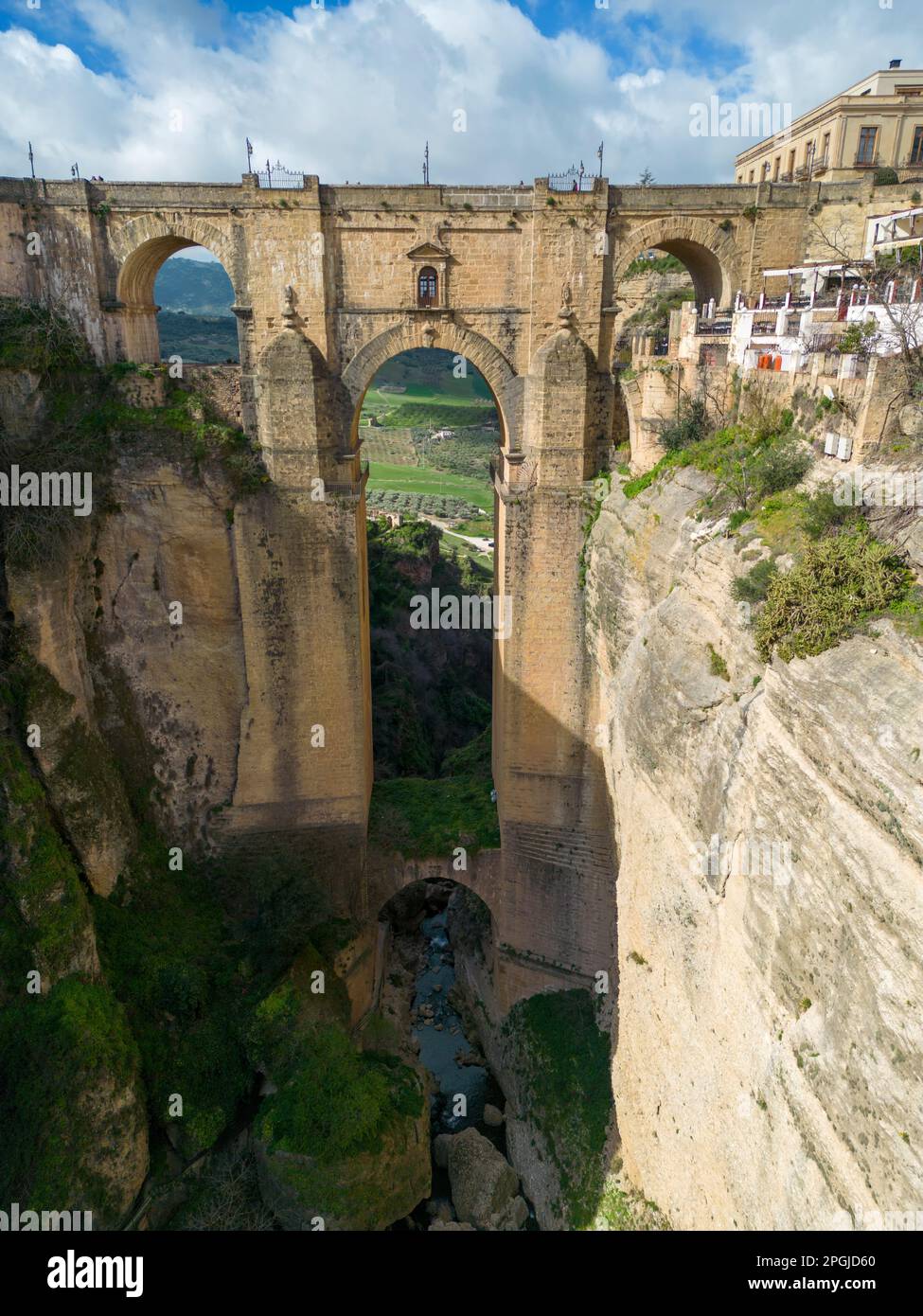 aerial view of the new bridge of the city of Ronda, Spain Stock Photo ...