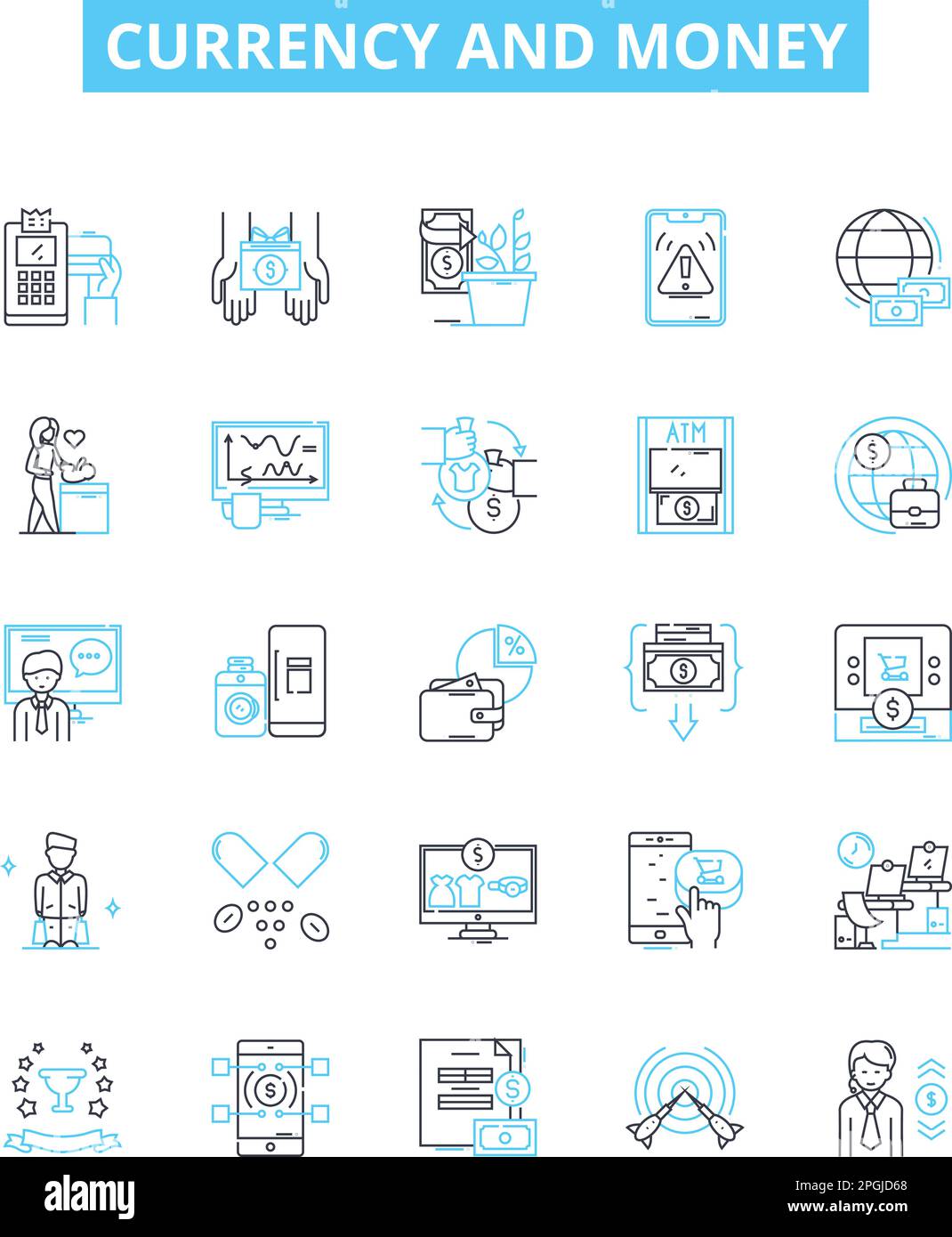 Currency and money vector line icons set. Currency, Money, Forex ...