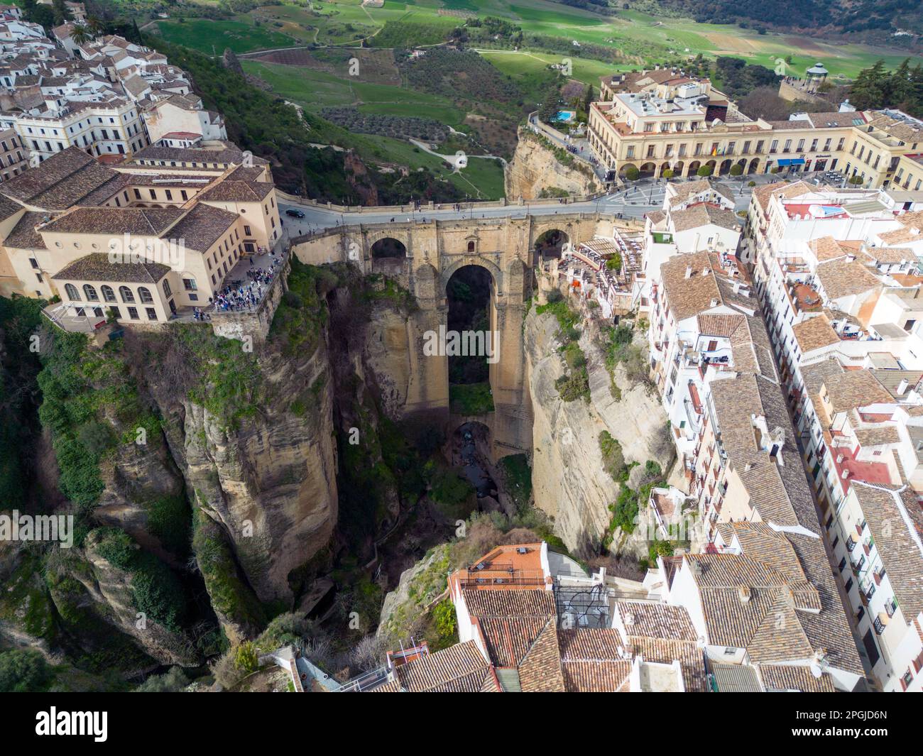 aerial view of the new bridge of the city of Ronda, Spain Stock Photo ...