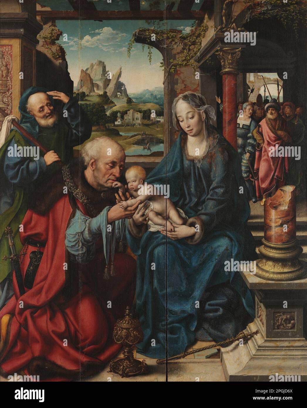 The Adoration of the Magi - middle panel, ca. 1515 by Joos van Cleve Stock Photo - Alamy