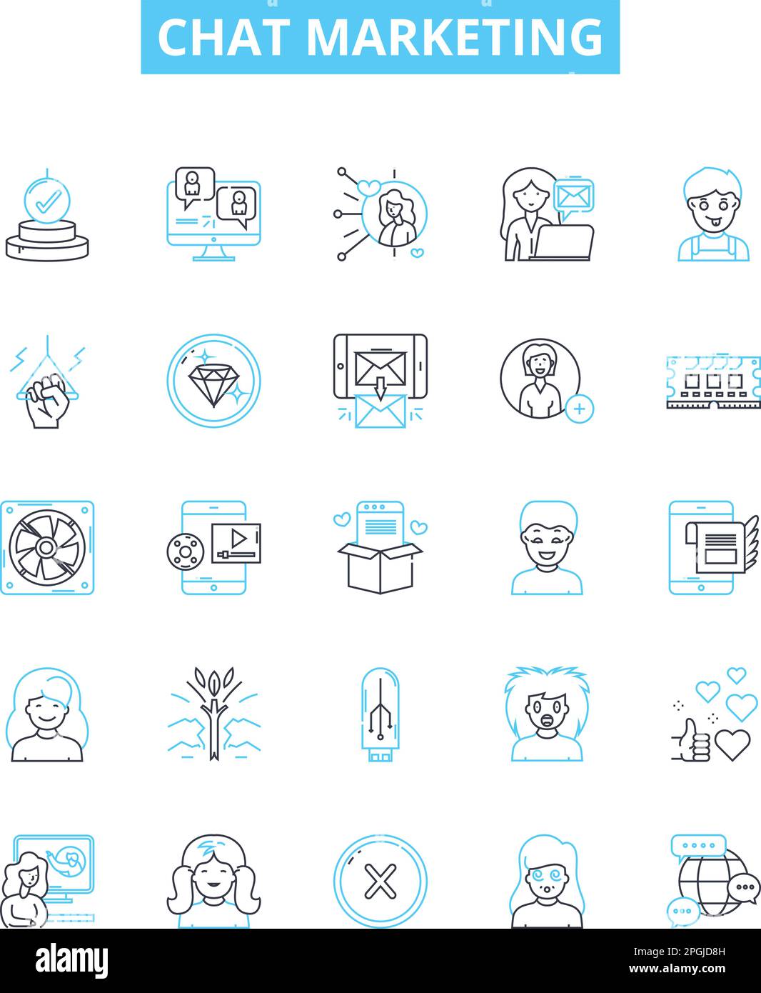 Chat marketing vector line icons set. Chat, Marketing, Automation ...