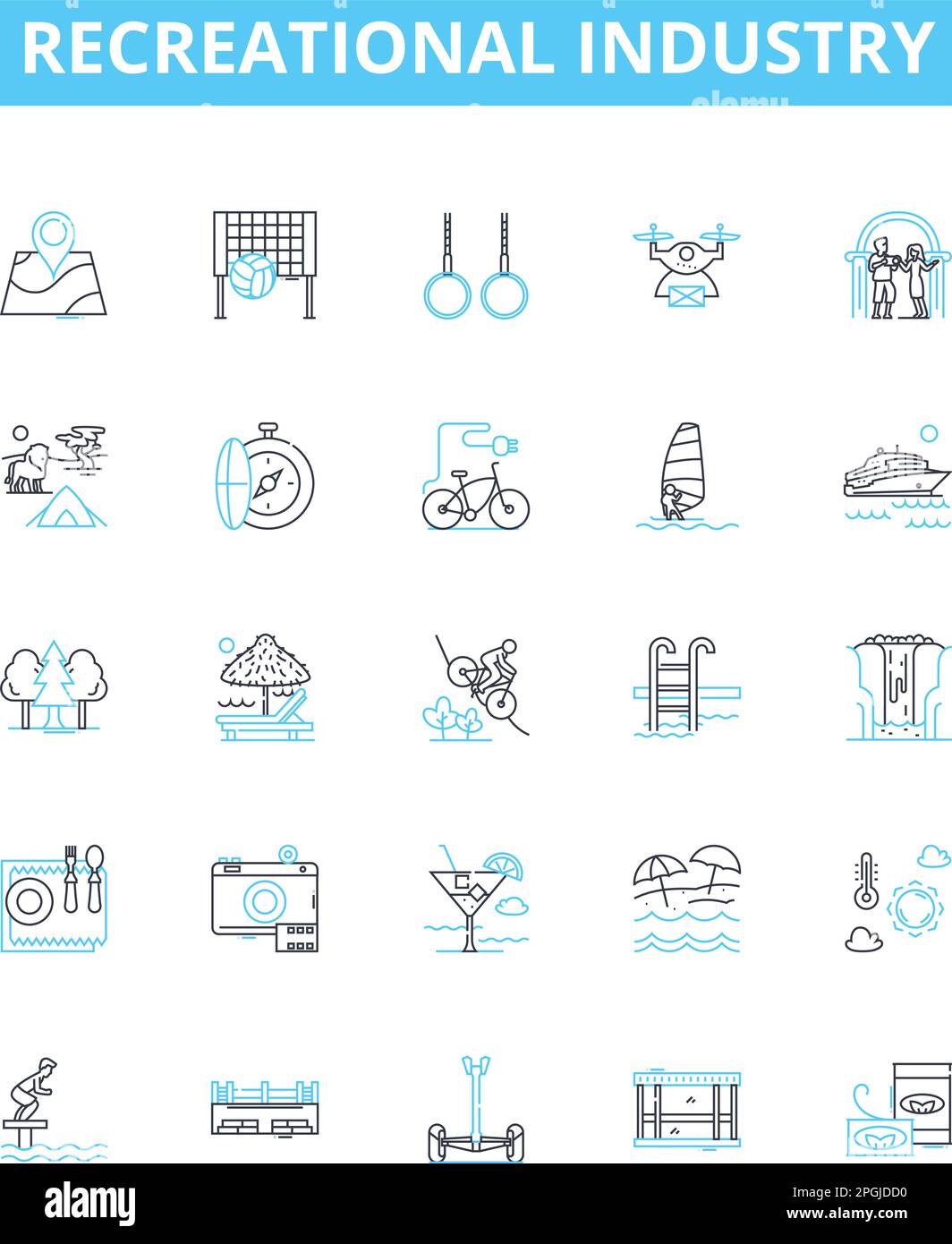 Recreational industry vector line icons set. Recreational, Industry ... Recreational industry vector line icons set. Recreational, Industry ...