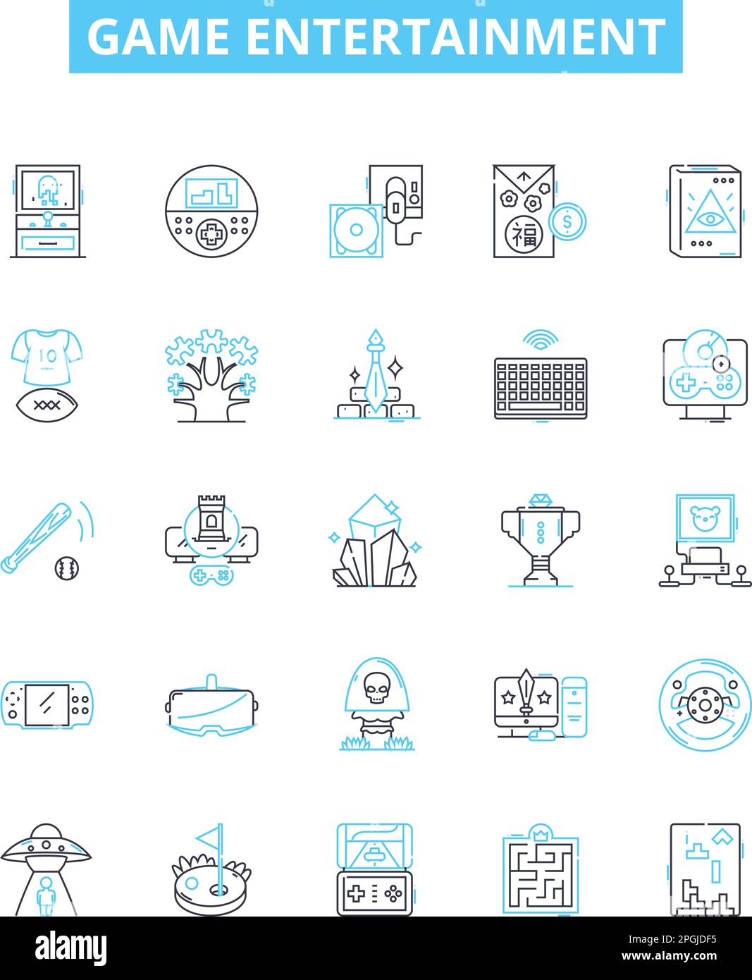 Game entertainment vector line icons set. Gaming, Entertainment, Computer, Video, Console ...