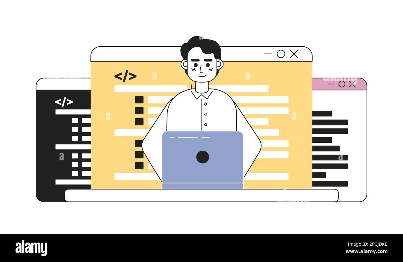 Coding career line concept vector spot illustration Stock Vector Image ...