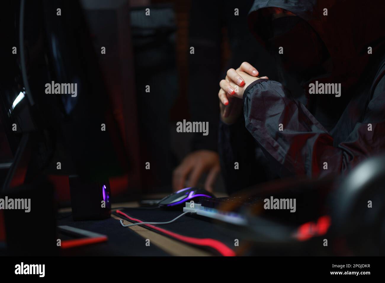 Hacker Team Looking Code On Screen Concentrated While Hacking Programming System Or Data Of