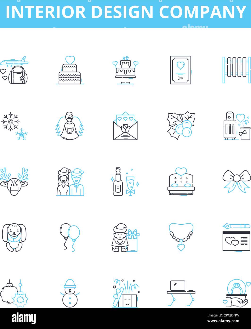 Interior design company vector line icons set. Interior, design ...