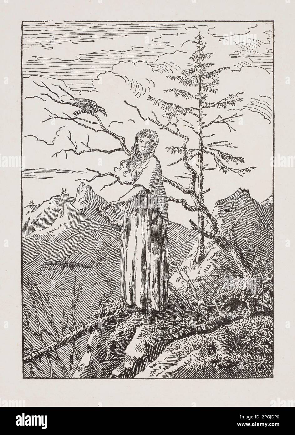 Woman with Raven at the Abyss 1803 by Caspar David Friedrich Stock ...