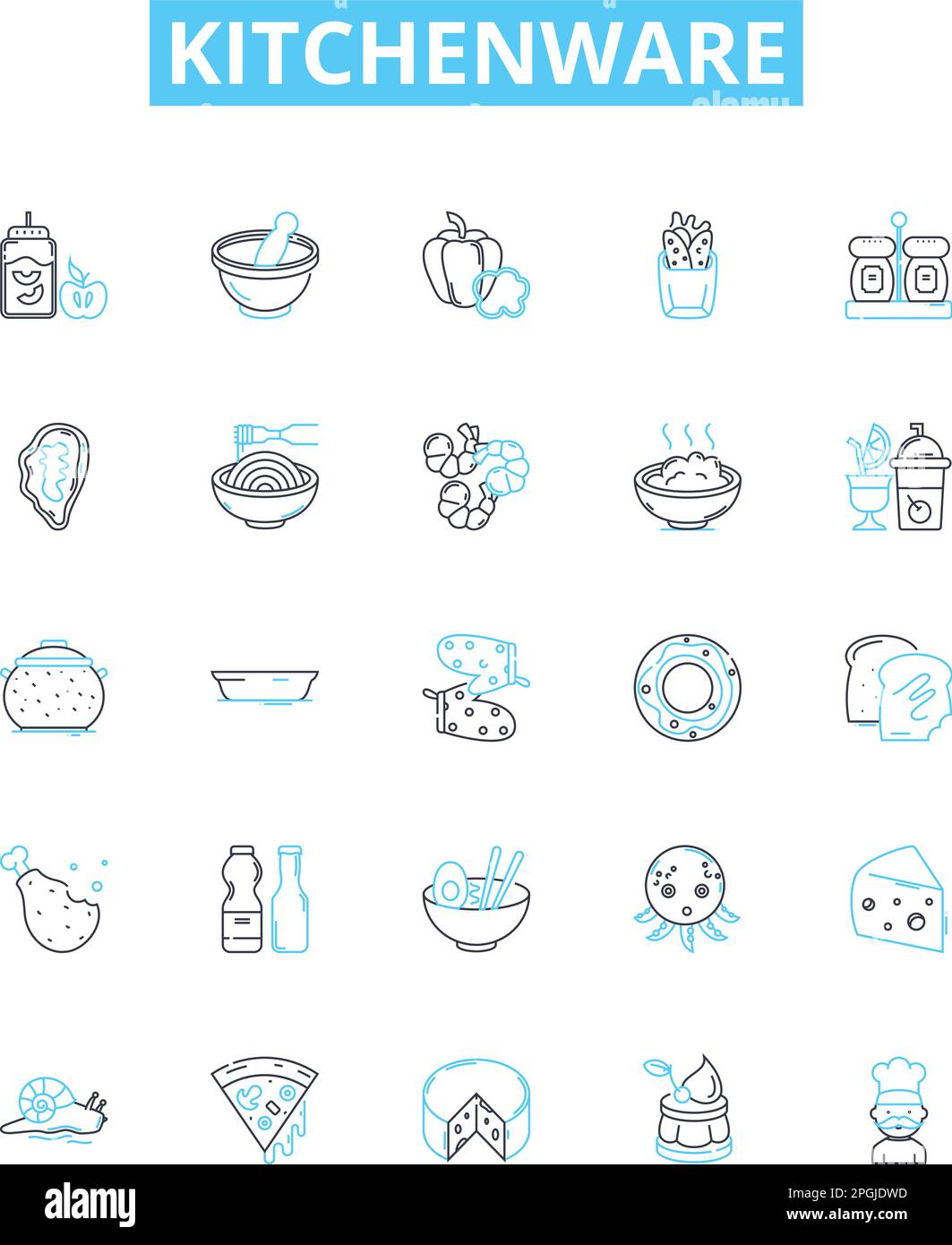 Kitchenware vector line icons set. Cookware, Utensils, Cutlery ...