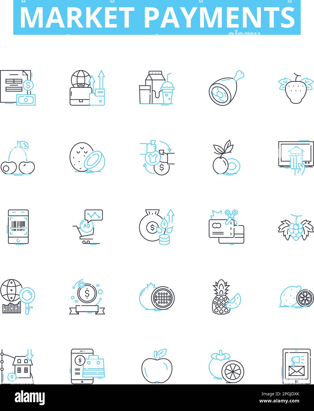 Market payments vector line icons set. Payments, Market, Transactions ...