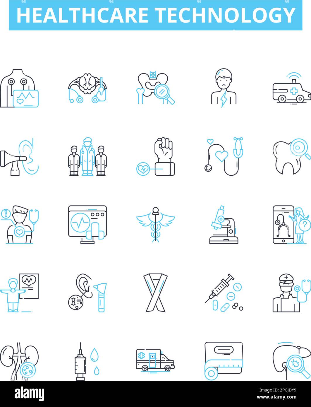 Healthcare Technology vector line icons set. Medical, Technology ...