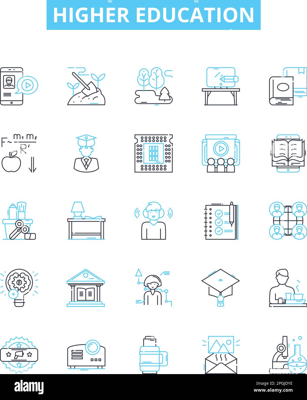 Higher education vector line icons set. Education, Higher, College ...