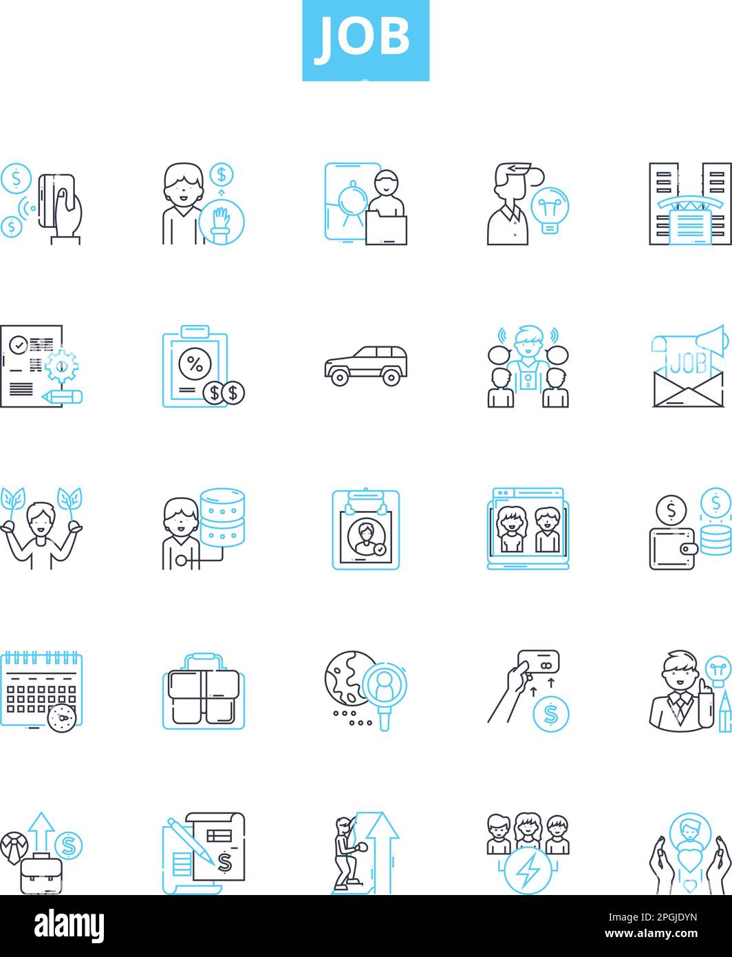 Job vector line icons set. Work, Employment, Profession, Occupation ...