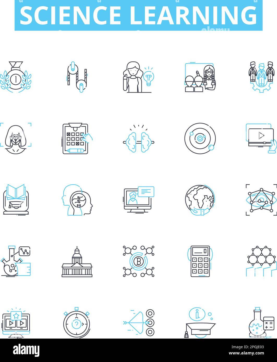 Science learning vector line icons set. Science, Biology, Chemistry ...