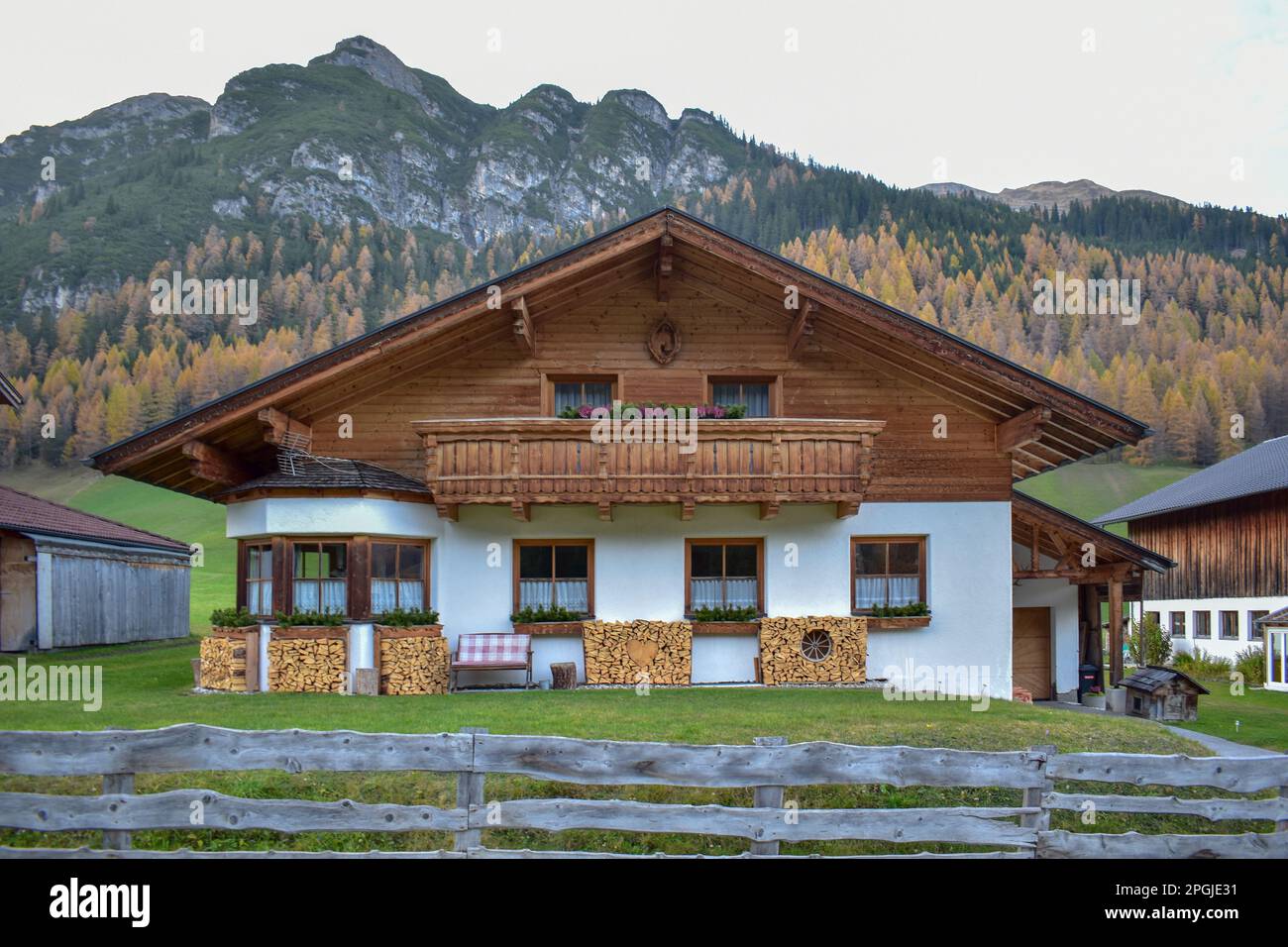 An old authentic traditional house in the Austrian Alps. Tirolean Alps ...