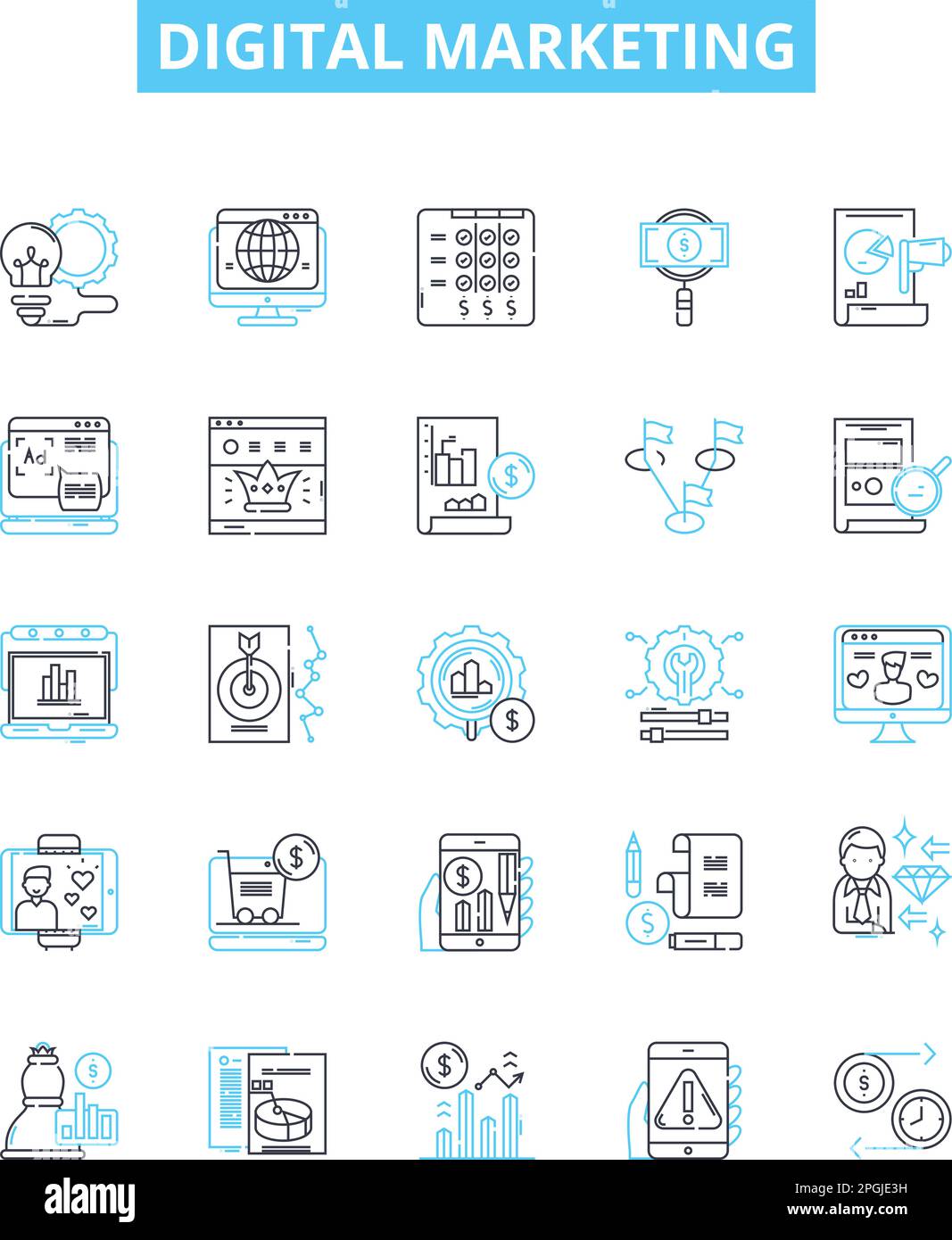 Digital marketing vector line icons set. Digital, Marketing, SEO, PPC ... Digital marketing vector line icons set. Digital, Marketing, SEO, PPC ...