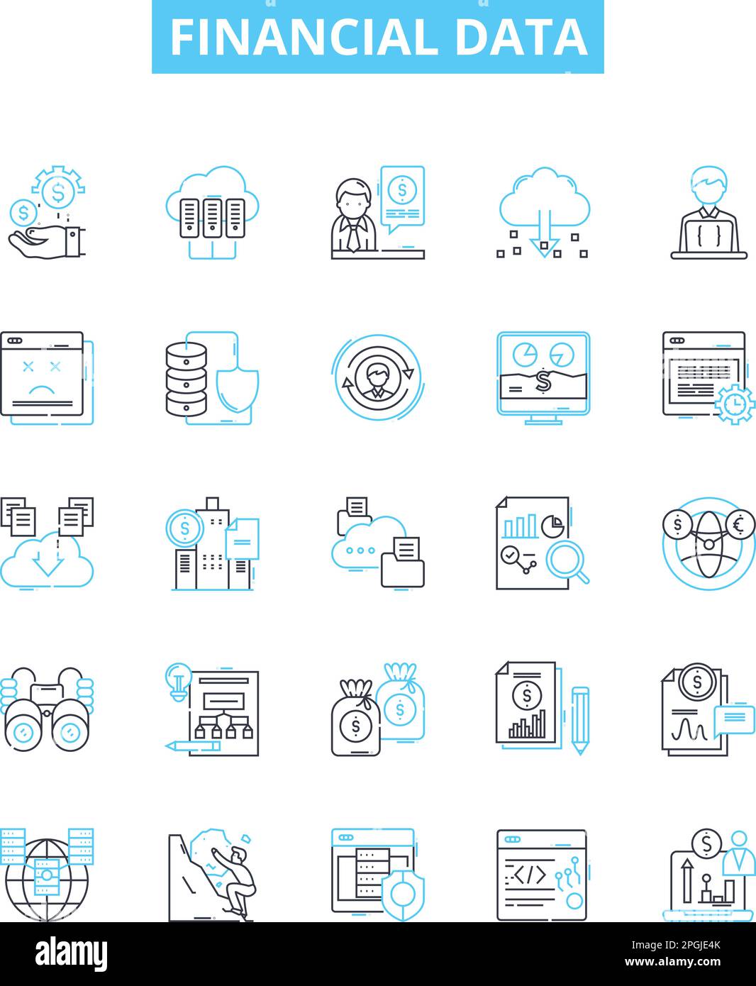 Financial data vector line icons set. Finance, Data, Analysis ...