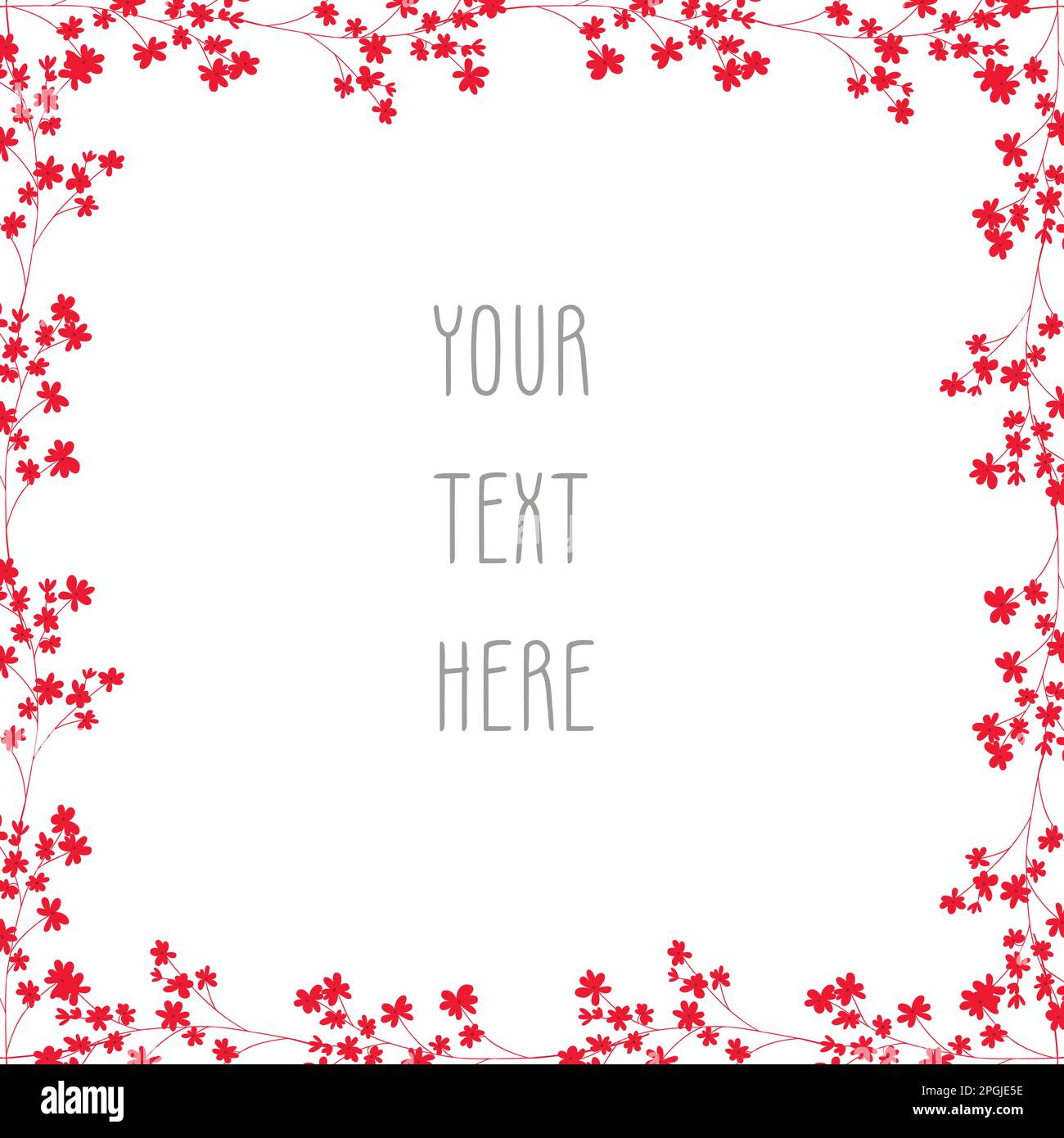 Hand drawn vector red floral frame of flowers Stock Vector Image & Art ...