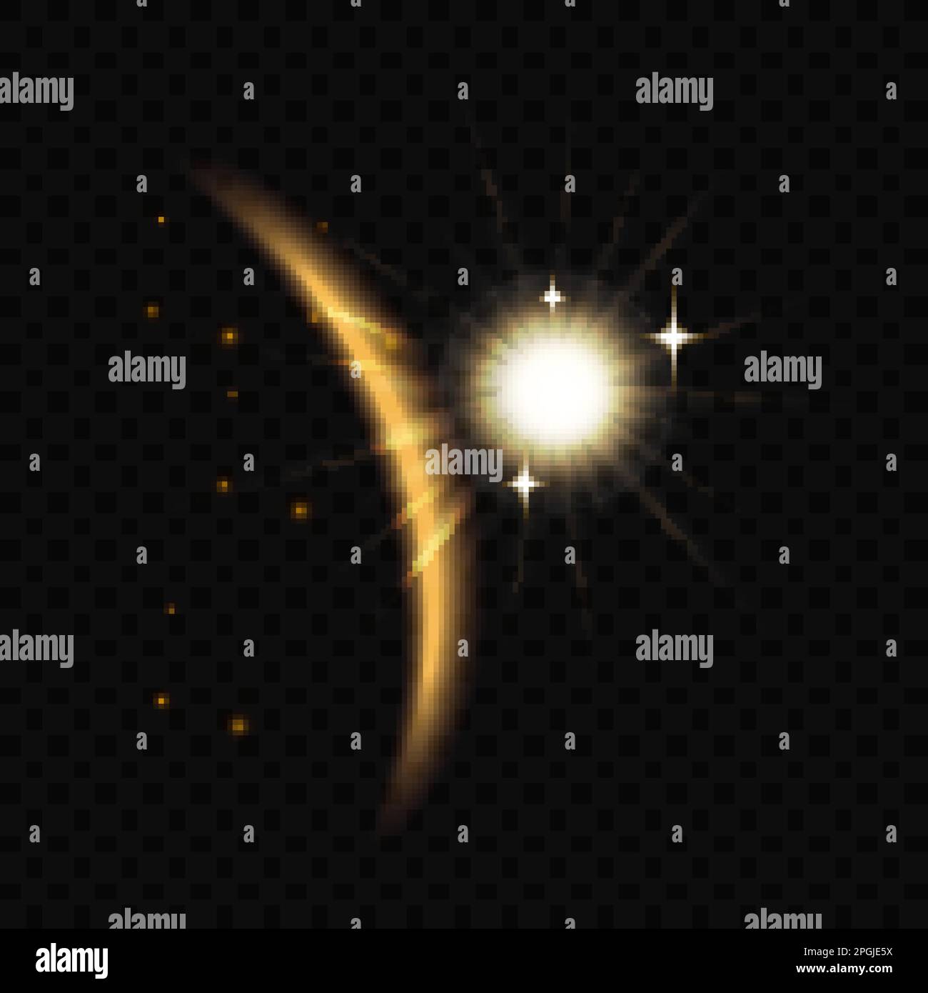 Golden luminous eclipse in dark space vector illustration. Abstract ...