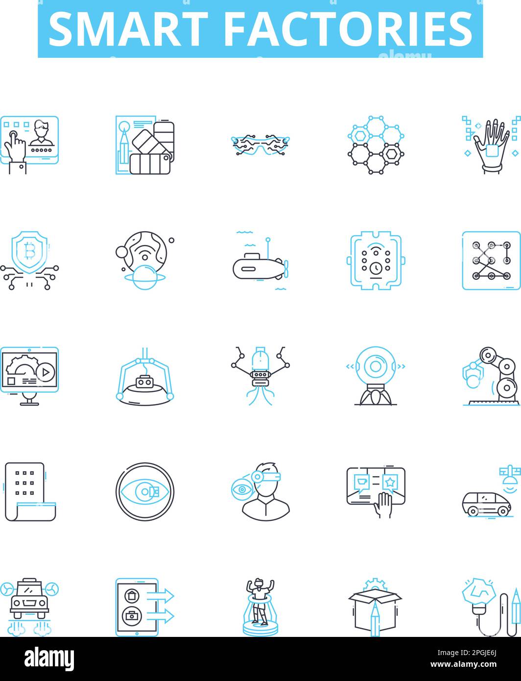 Smart factories vector line icons set. Smart, Factories, Industry ... Smart factories vector line icons set. Smart, Factories, Industry ...