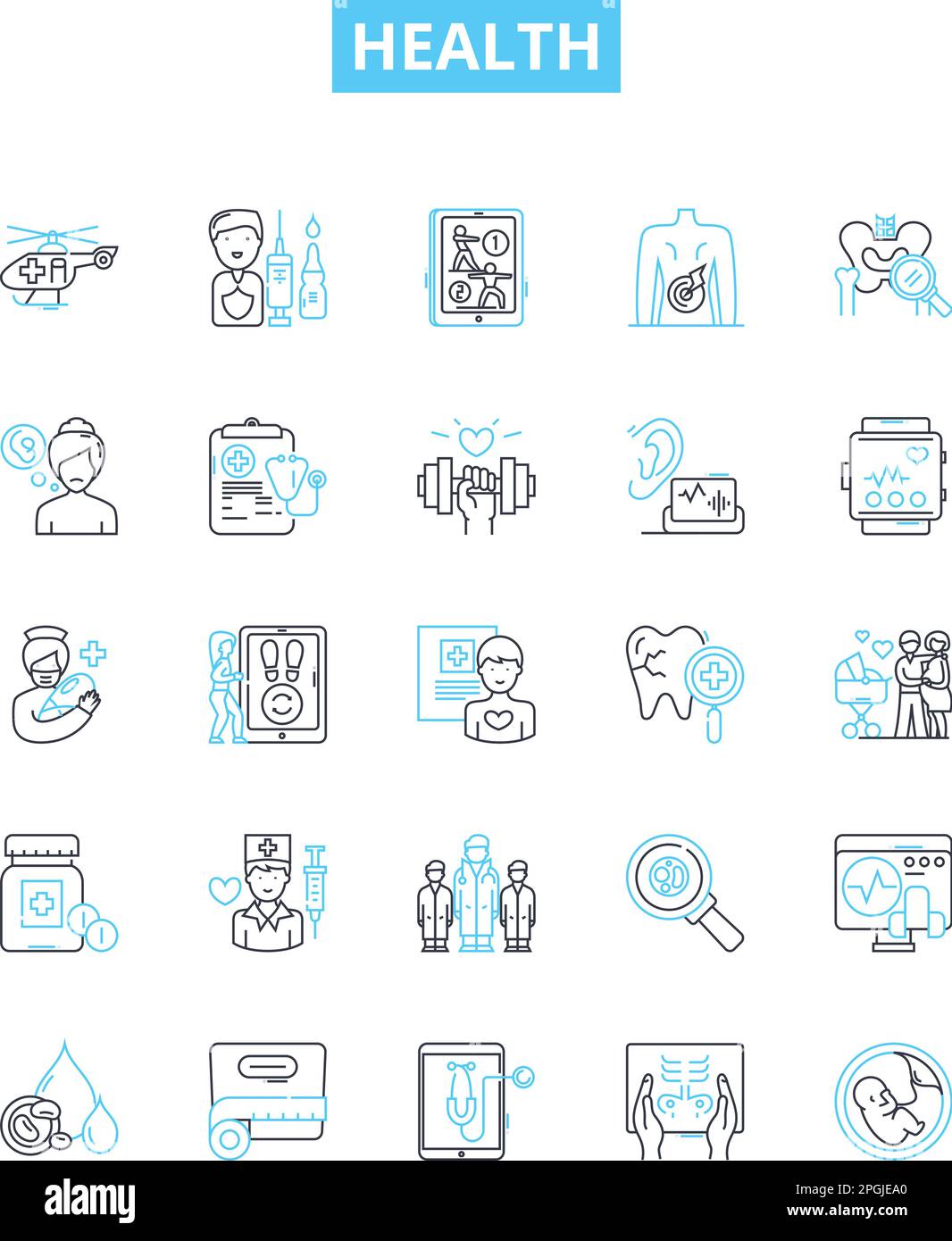 Health vector line icons set. Fitness, Wellness, Exercise, Nutrition ...