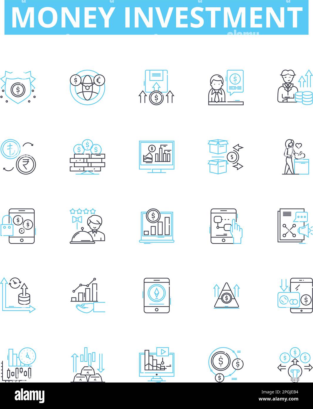 Money investment vector line icons set. Funding, Banking, Securities ...