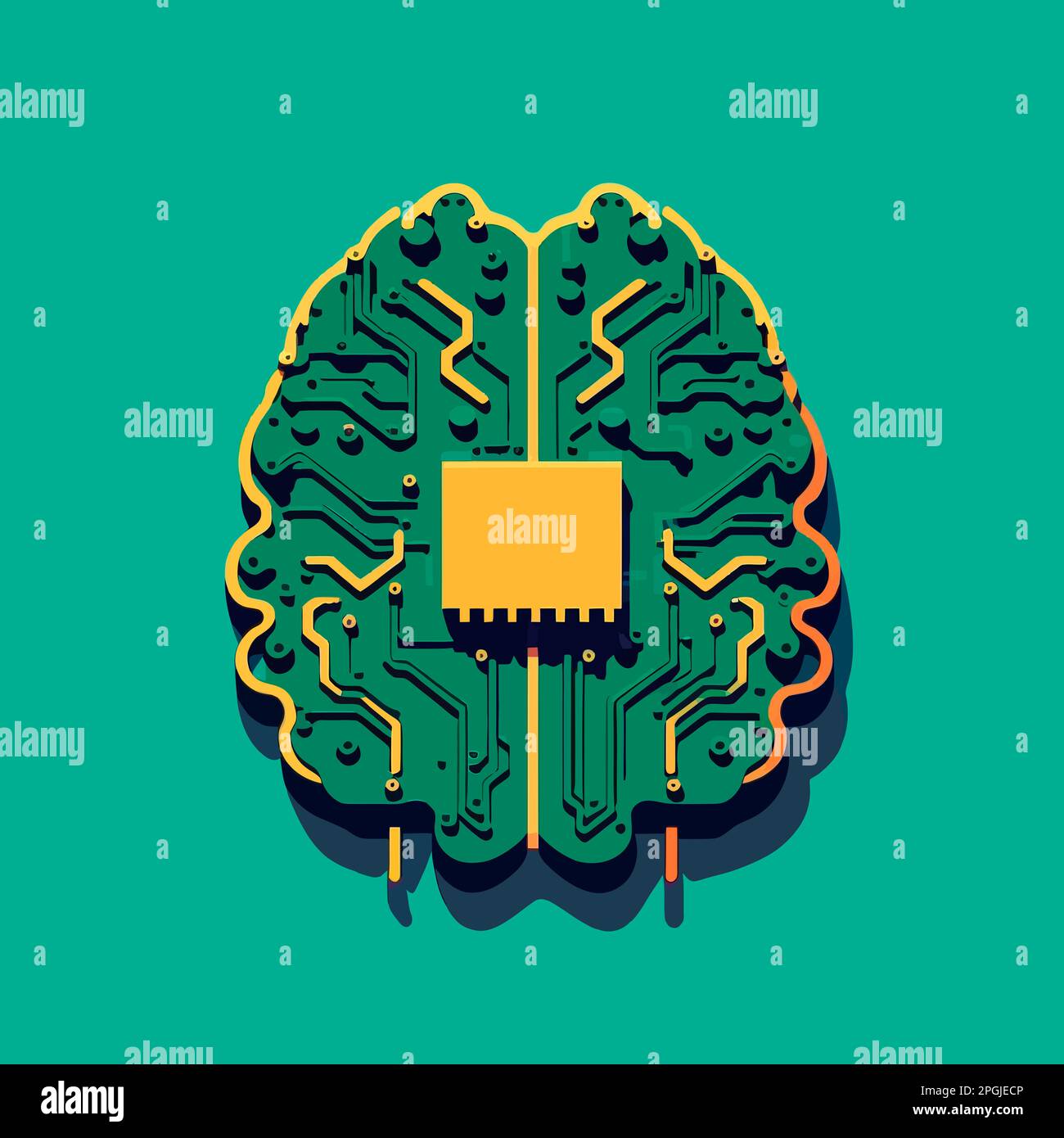 brain with circuit board illustration Stock Photo - Alamy