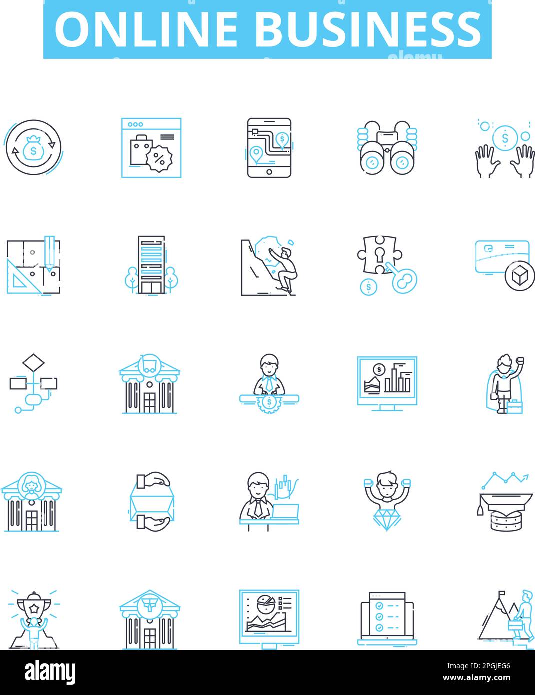 Online business vector line icons set. eCommerce, digital, store ...