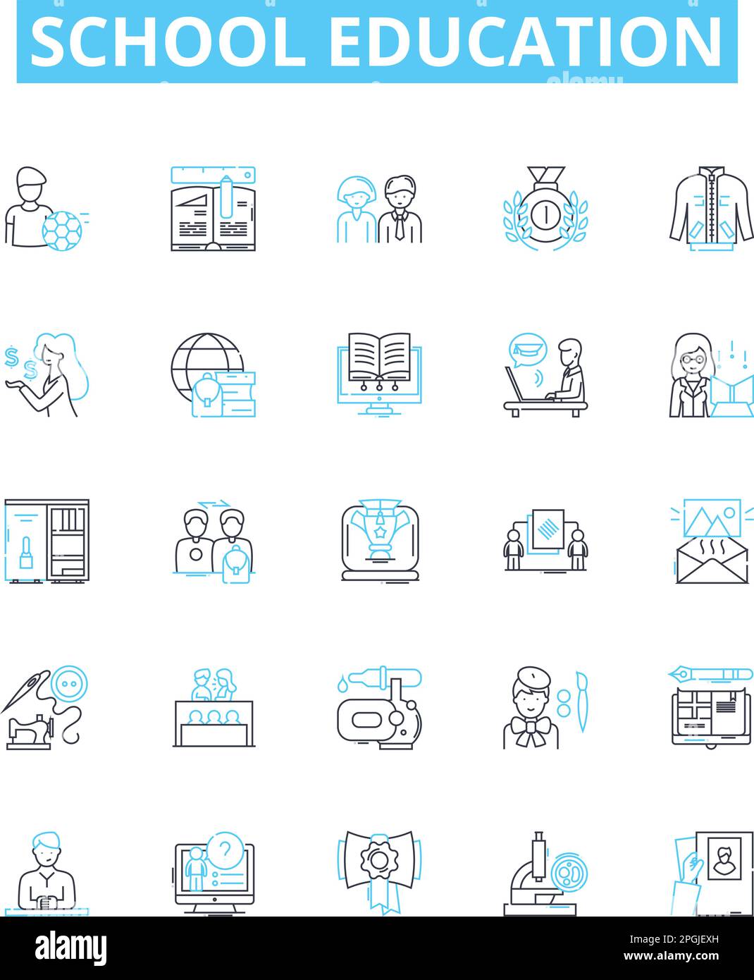 School education vector line icons set. School, Education, Learning ...