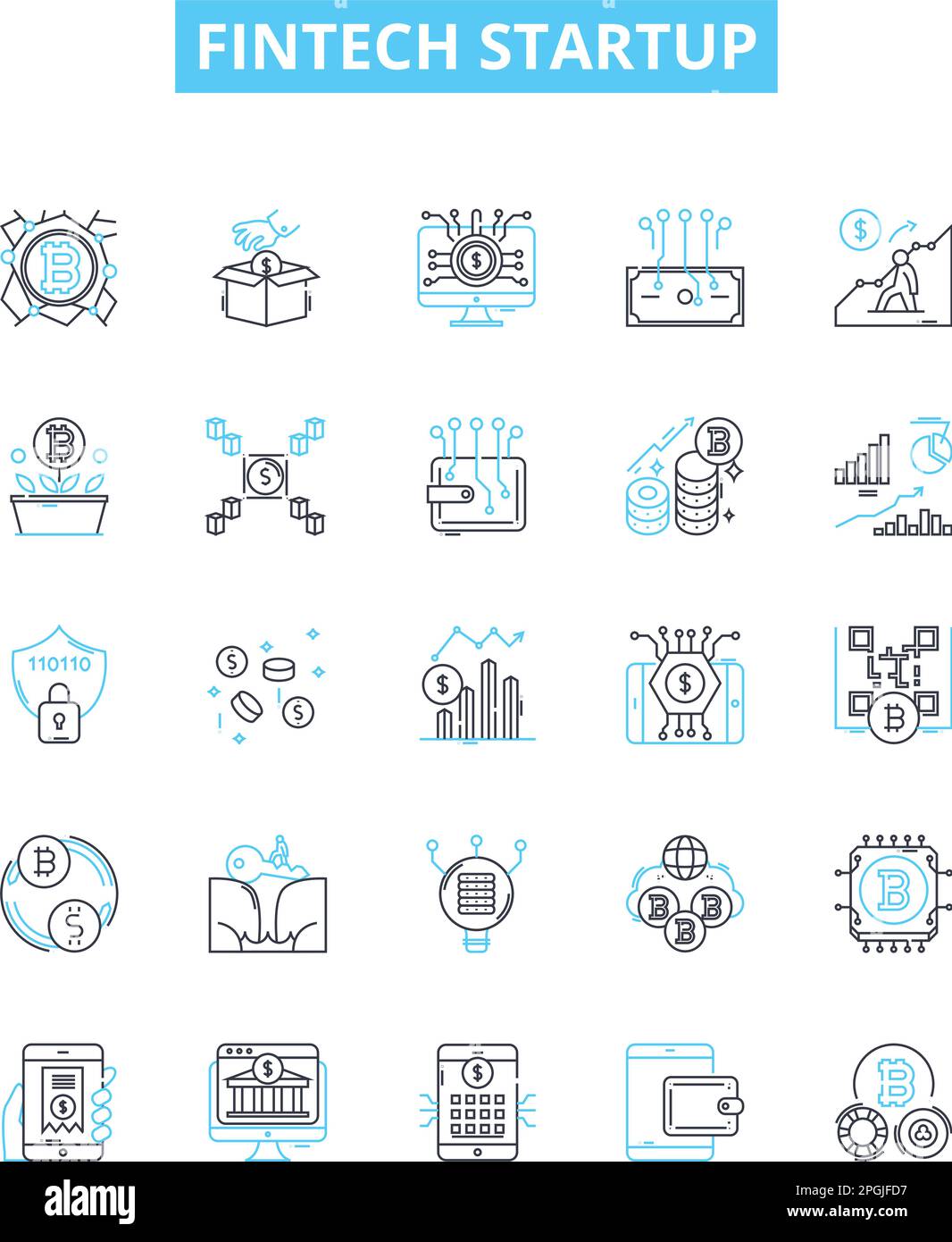 Fintech startup vector line icons set. Fintech, Startup, Digital ...