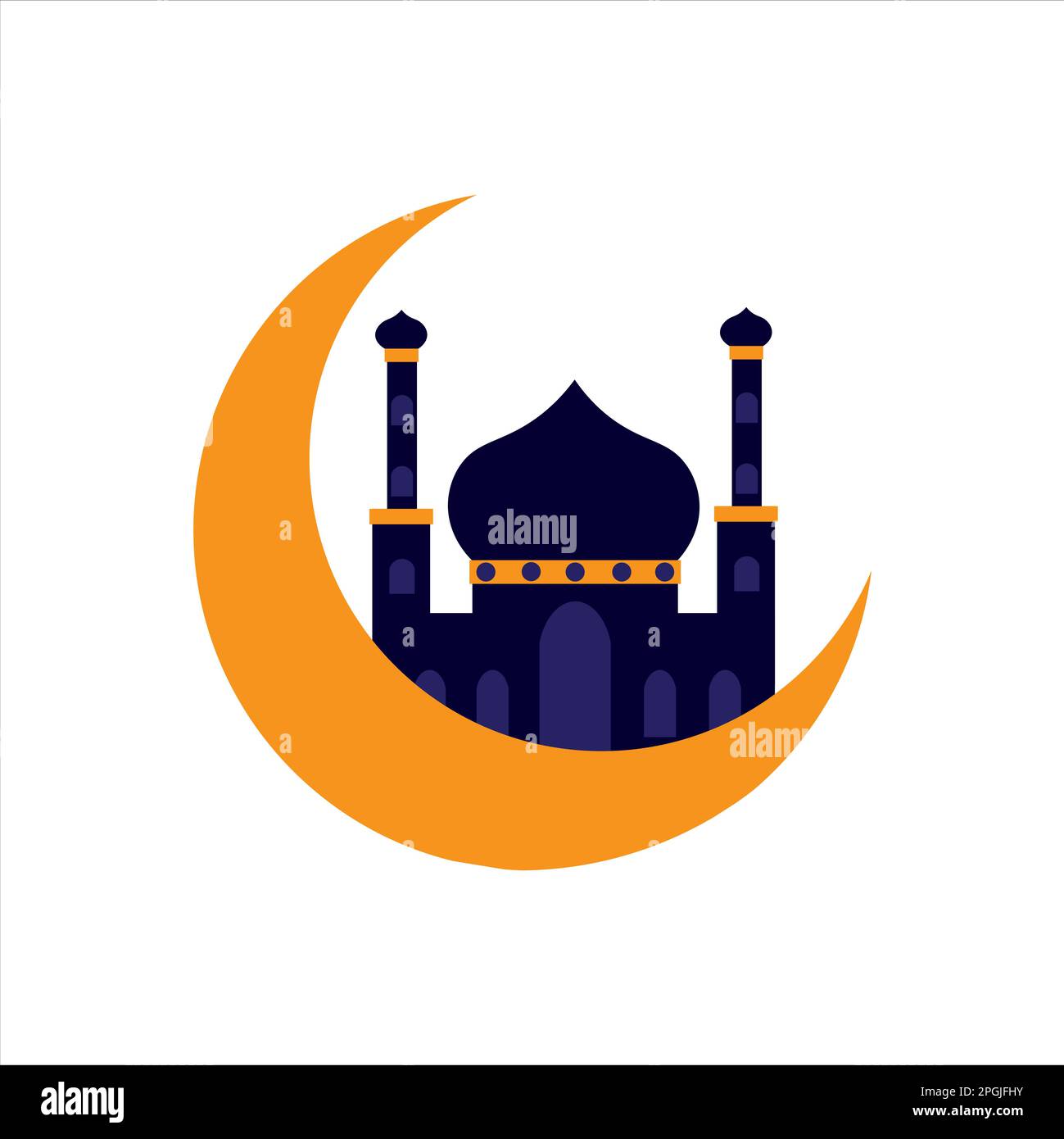 Mosque with Dome and Tower with Crescent Moon Above Stock Photo - Alamy