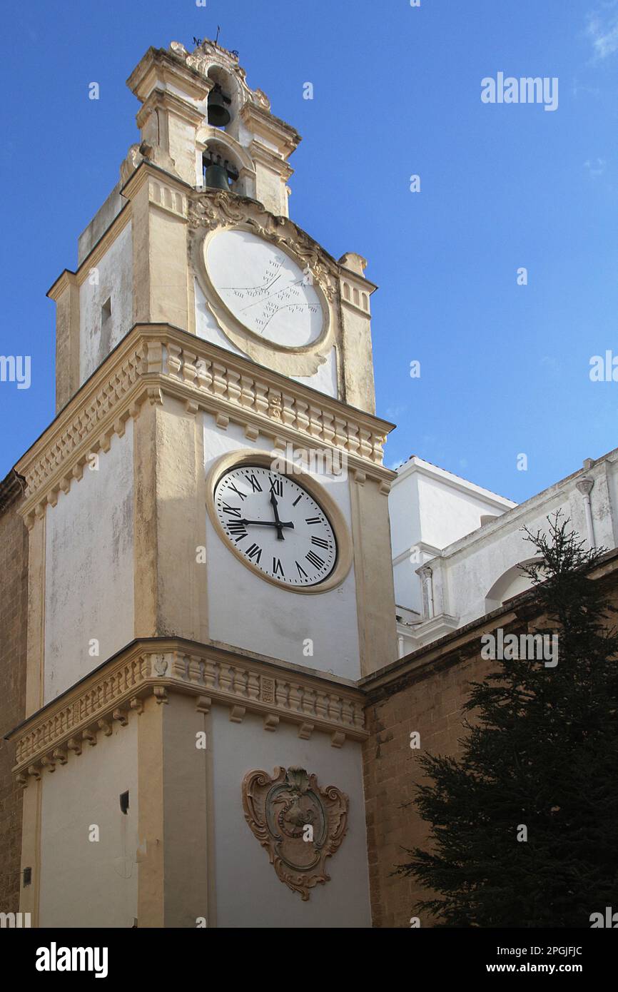 Gallipoli, Italy. The bell tower of the Cathedral Basilica of St ...