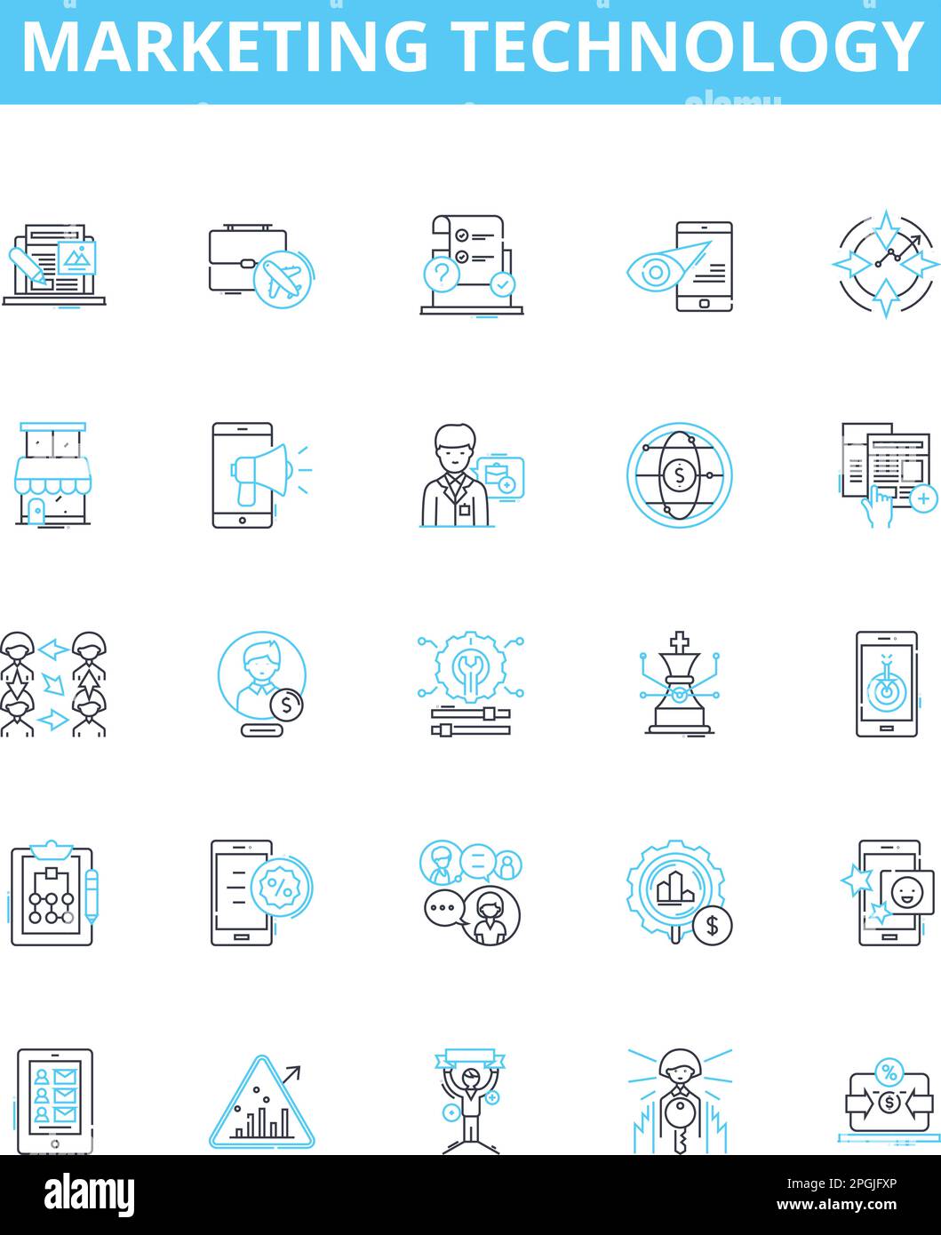 Marketing technology vector line icons set. Marketing, Technology ...