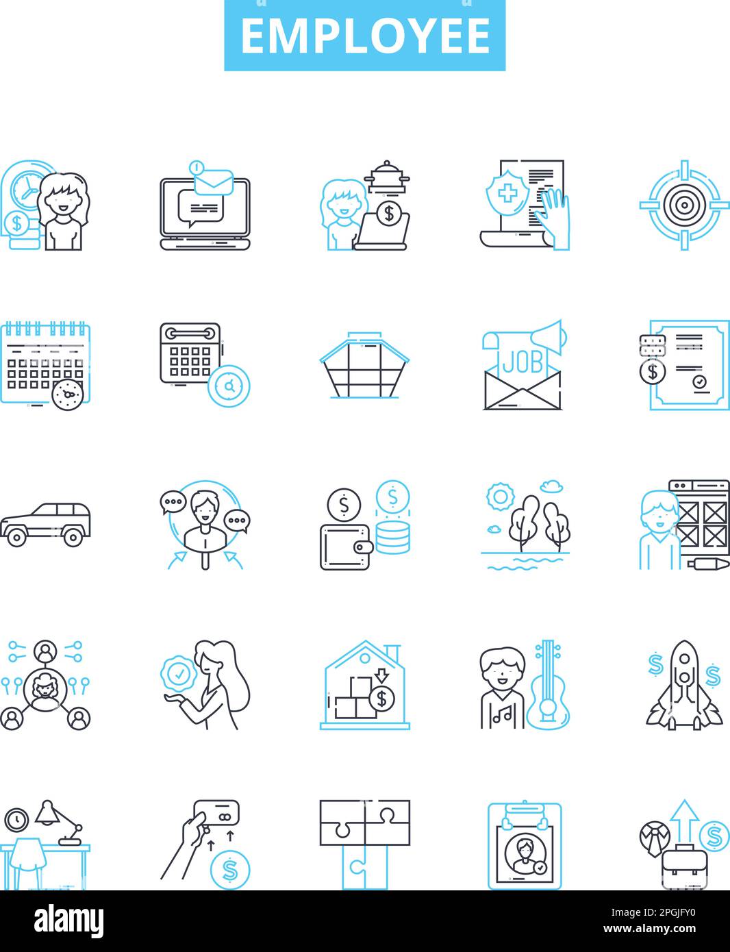 Employee vector line icons set. Worker, Staff, Personnel, Colleague ...
