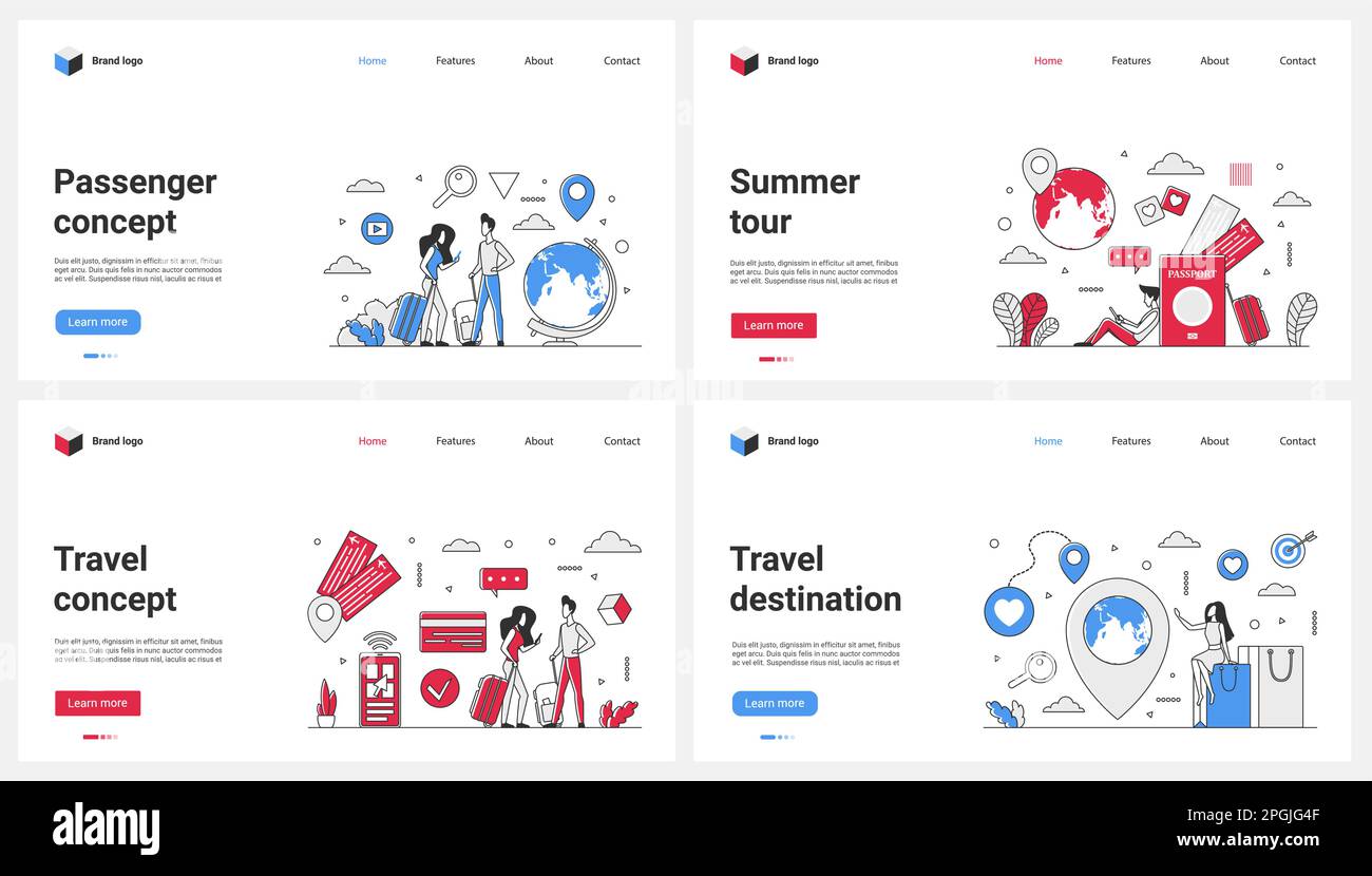 Travel destination, summer trip and vacation plan, tourism set vector ...