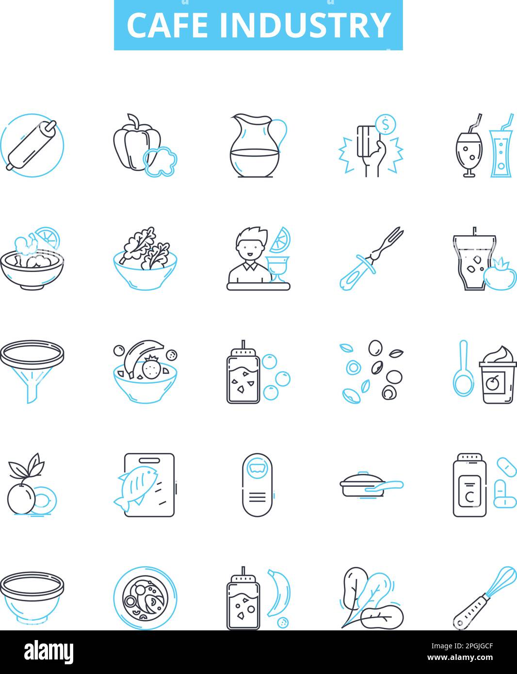 Cafe industry vector line icons set. Cafe, Industry, Coffee, Beverage, Tea, Shop, Barista ...