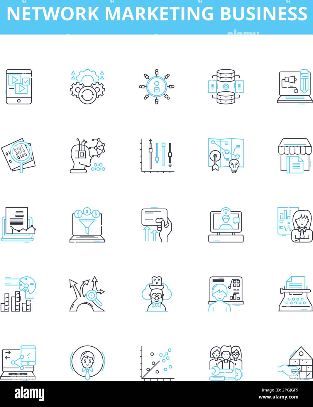 Network marketing business vector line icons set. Network, Marketing ...
