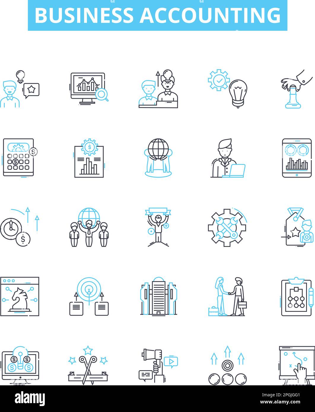 Business accounting vector line icons set. Accounting, Business, Finance, Bookkeeping, Taxation ...