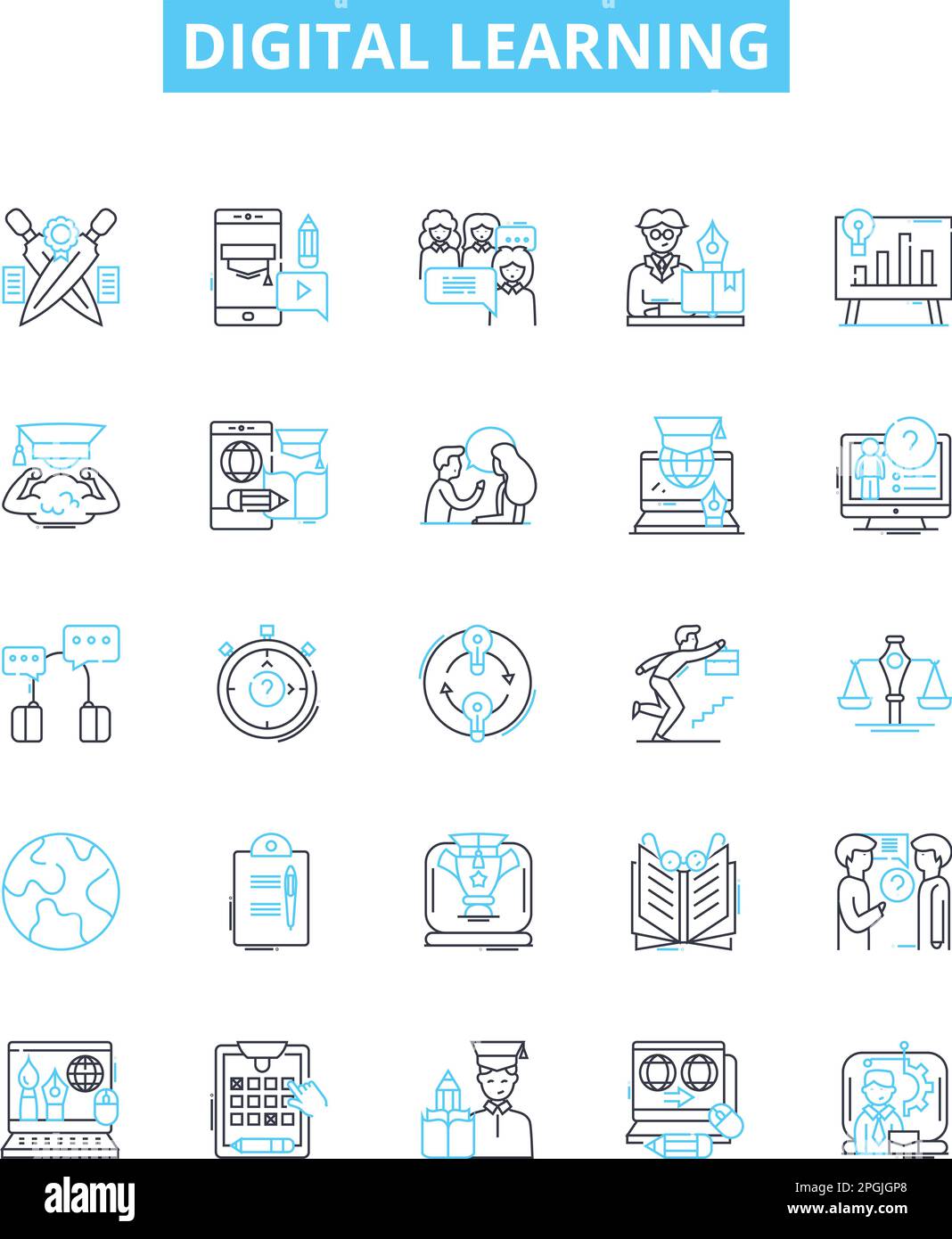 Digital learning vector line icons set. Digital, Learning, eLearning ... Digital learning vector line icons set. Digital, Learning, eLearning ...