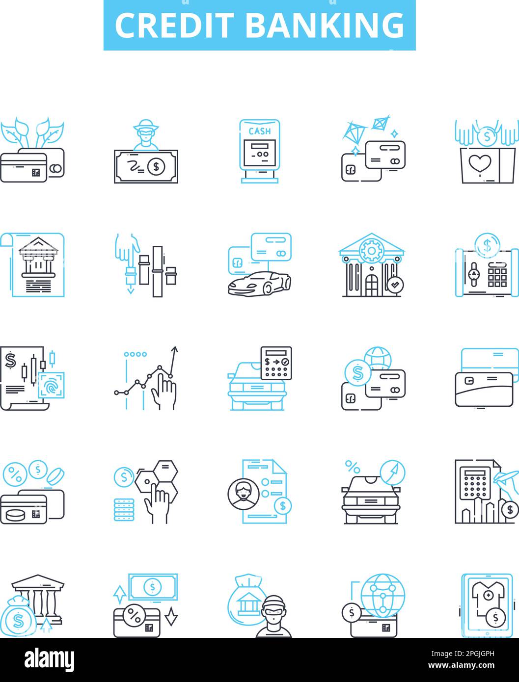 Credit banking vector line icons set. Credit, Banking, Loans, Payment ...