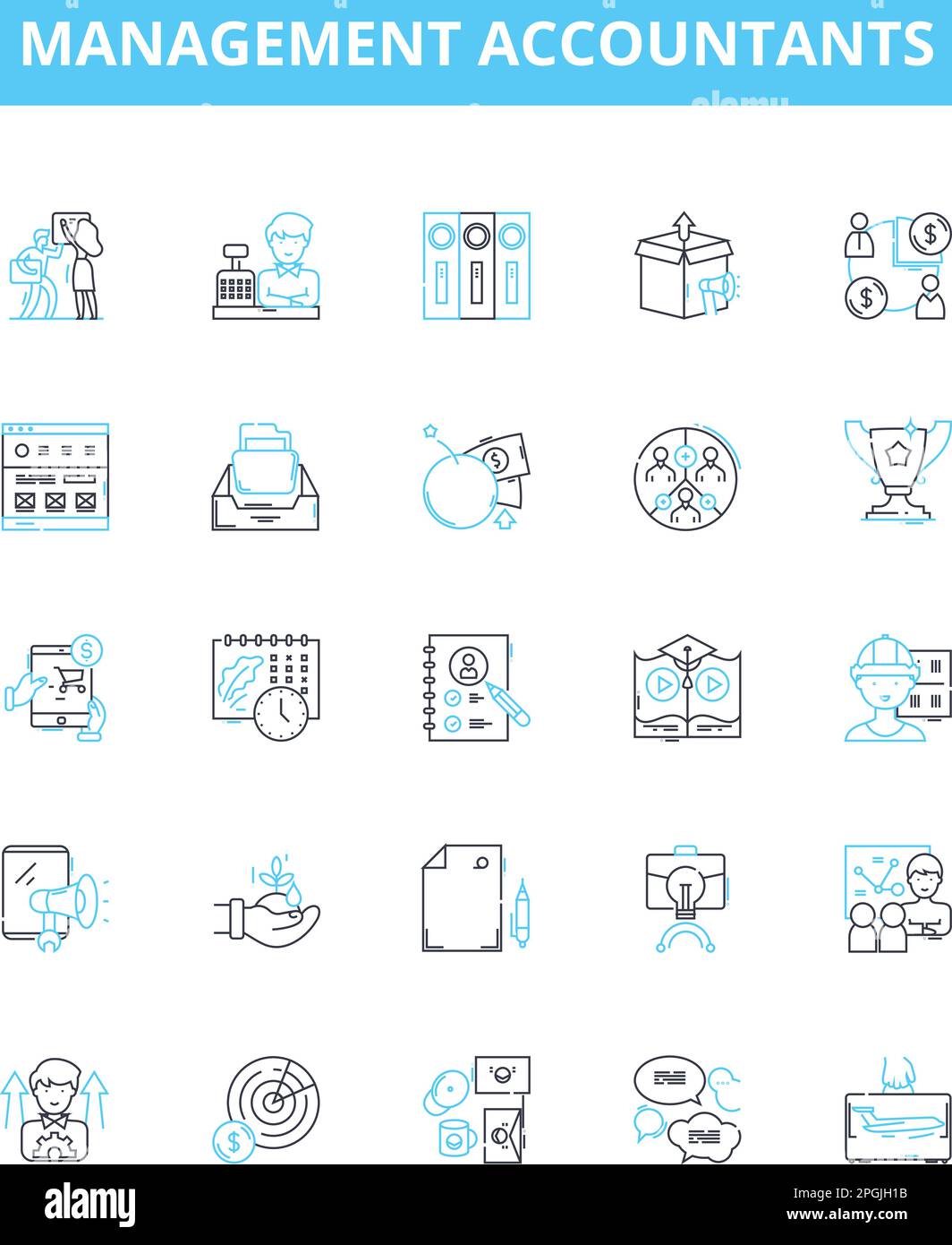Management accountants vector line icons set. Management, Accountants ...