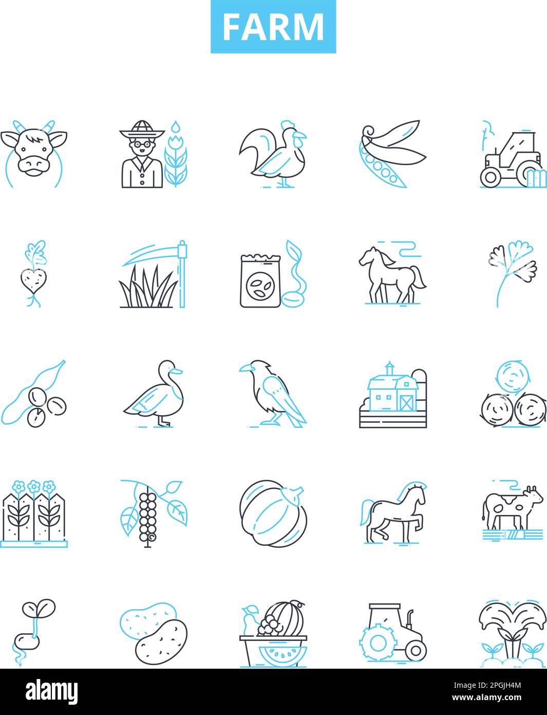 Farm vector line icons set. Farm, Agriculture, Crops, Livestock ...