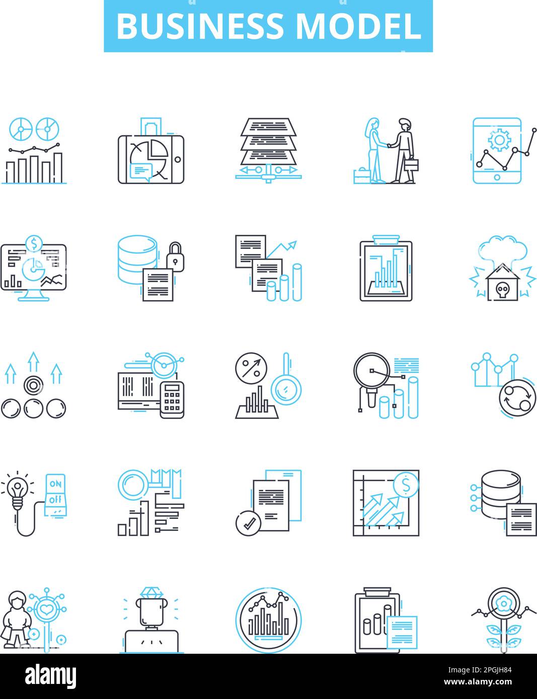 Business model vector line icons set. Business, model, strategy ...