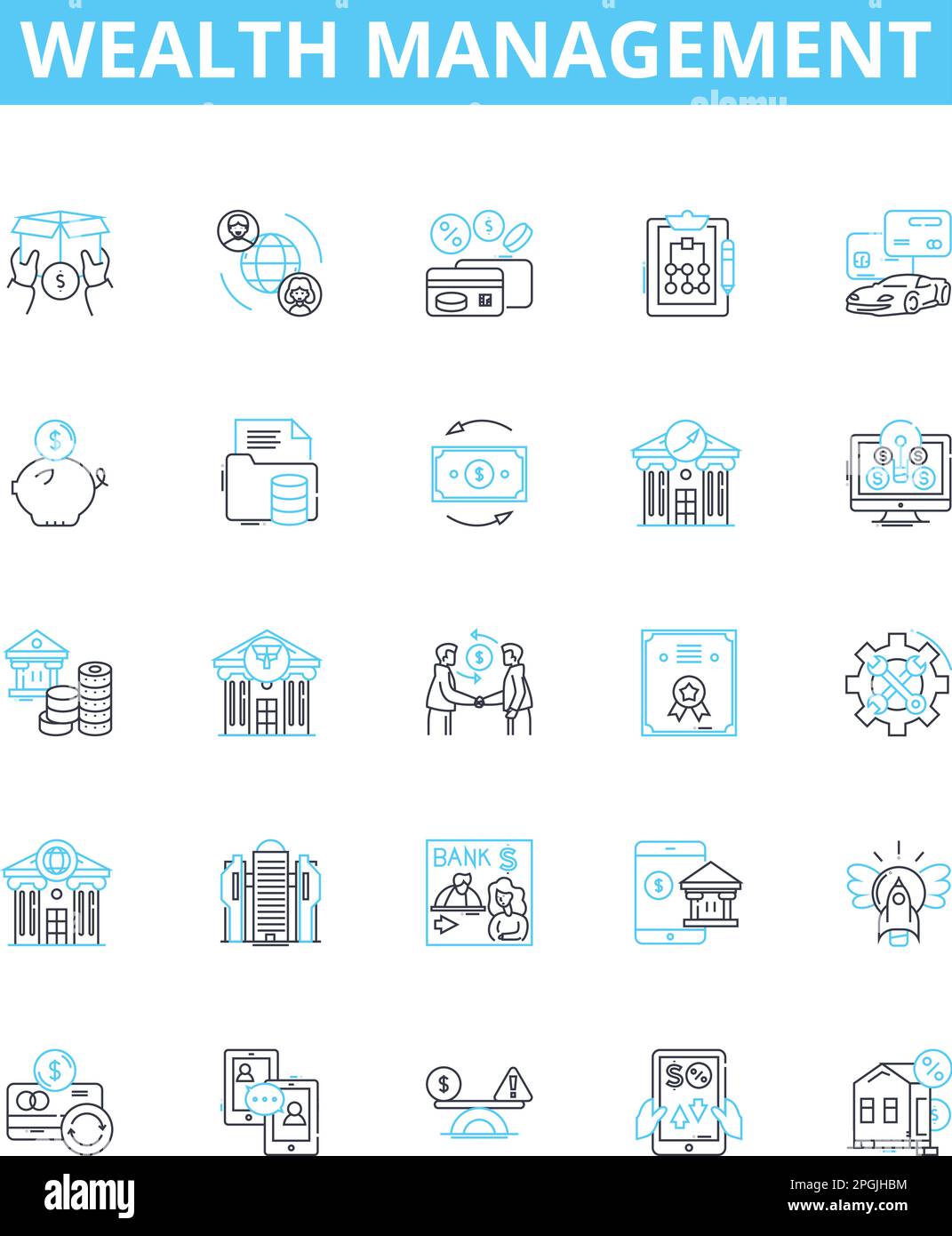 Wealth management vector line icons set. Wealth, Management, Investment ...