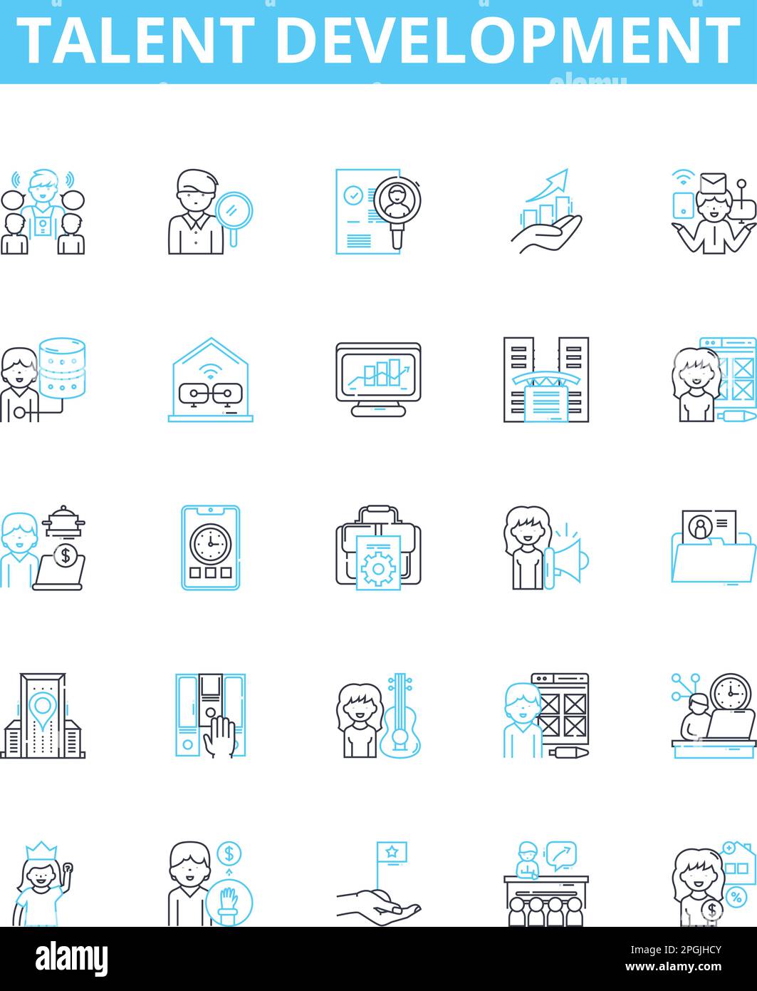 Talent development vector line icons set. Education, Training, Coaching, Mentoring, Knowledge ...