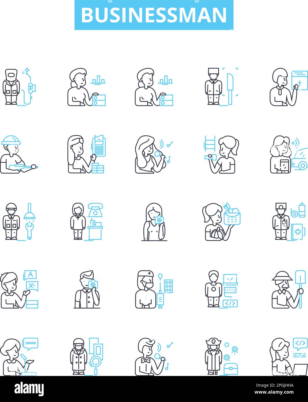 Businessman vector line icons set. Entrepreneur, Executive, CEO ...