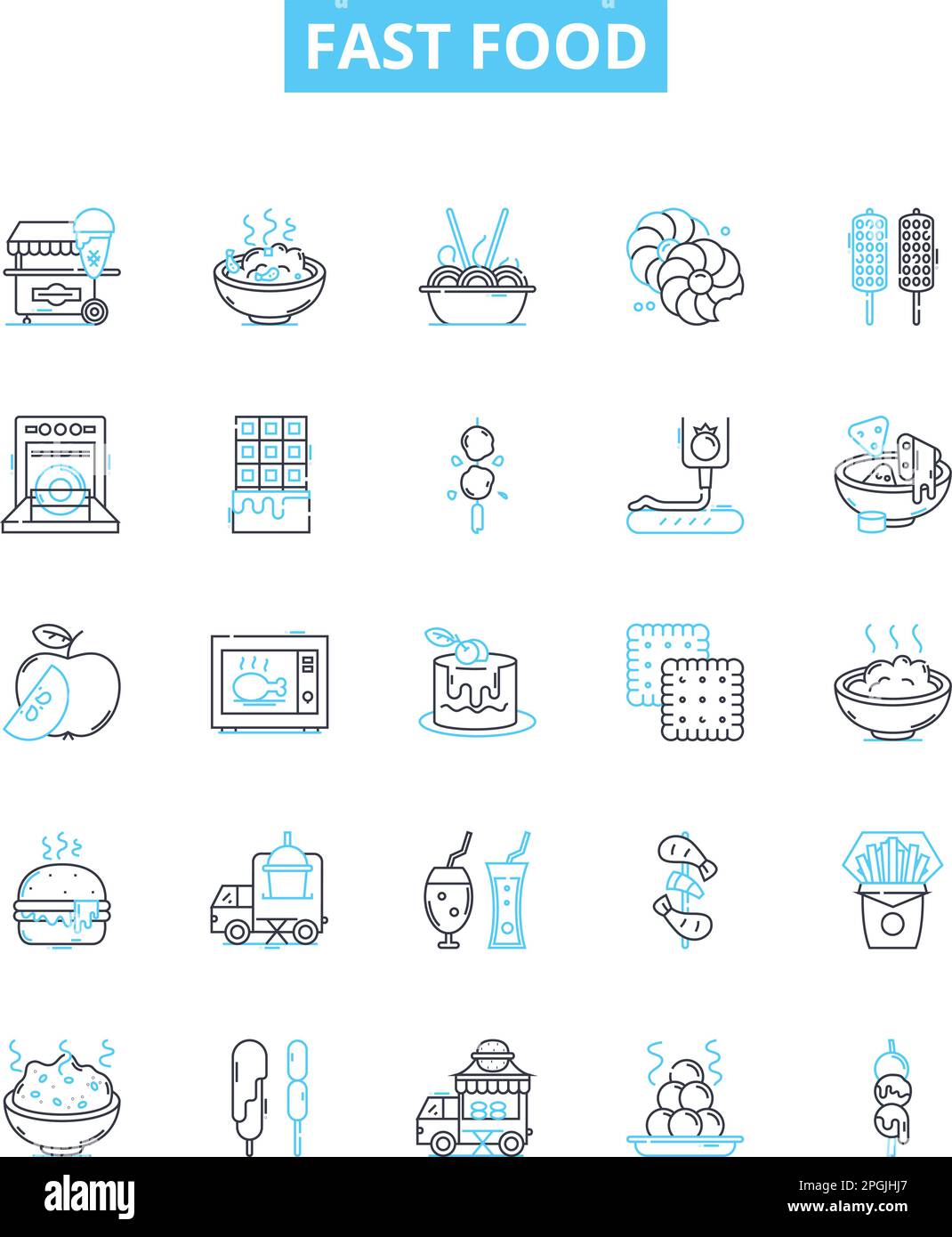 Fast food vector line icons set. Fast-food, Junk-food, Drive-thru ...