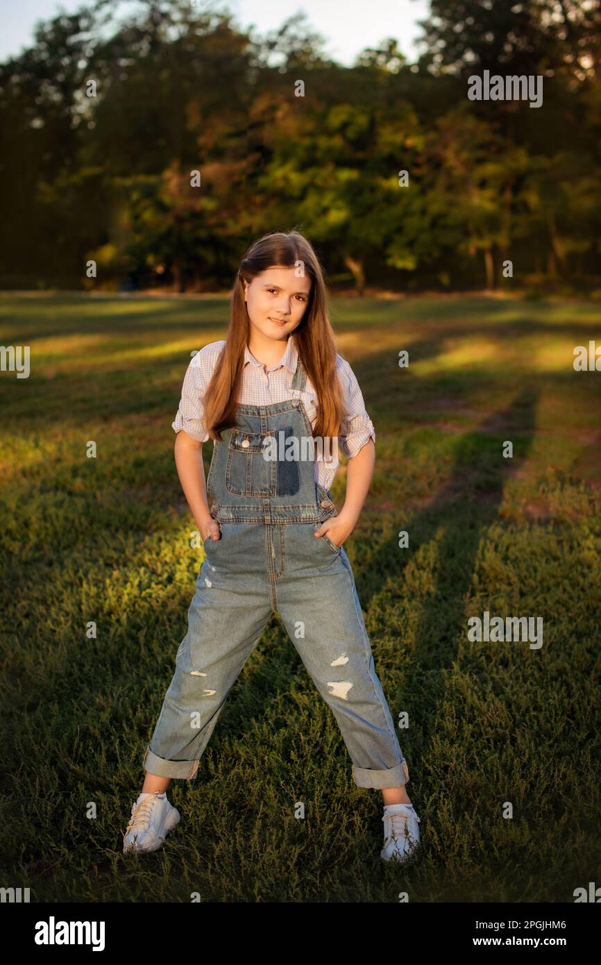 child girl walking outside in nature - freedom and relaxing concept in ...