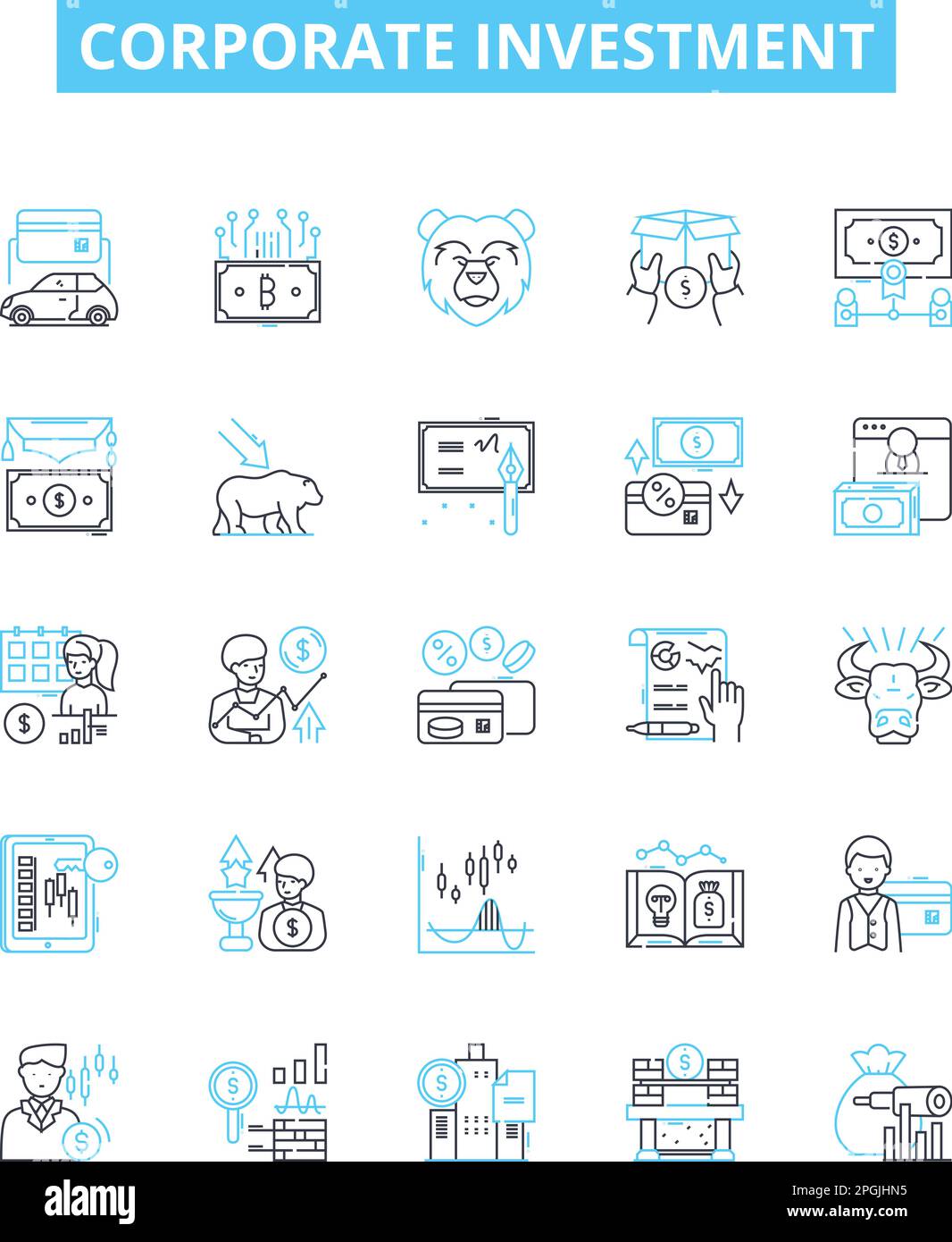 Corporate investment vector line icons set. Corporate, Investment ...