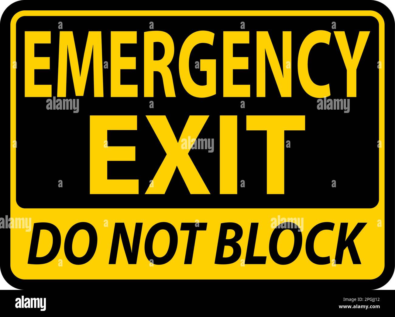 Emergency Exit Do Not Block Sign On White Background Stock Vector Image ...