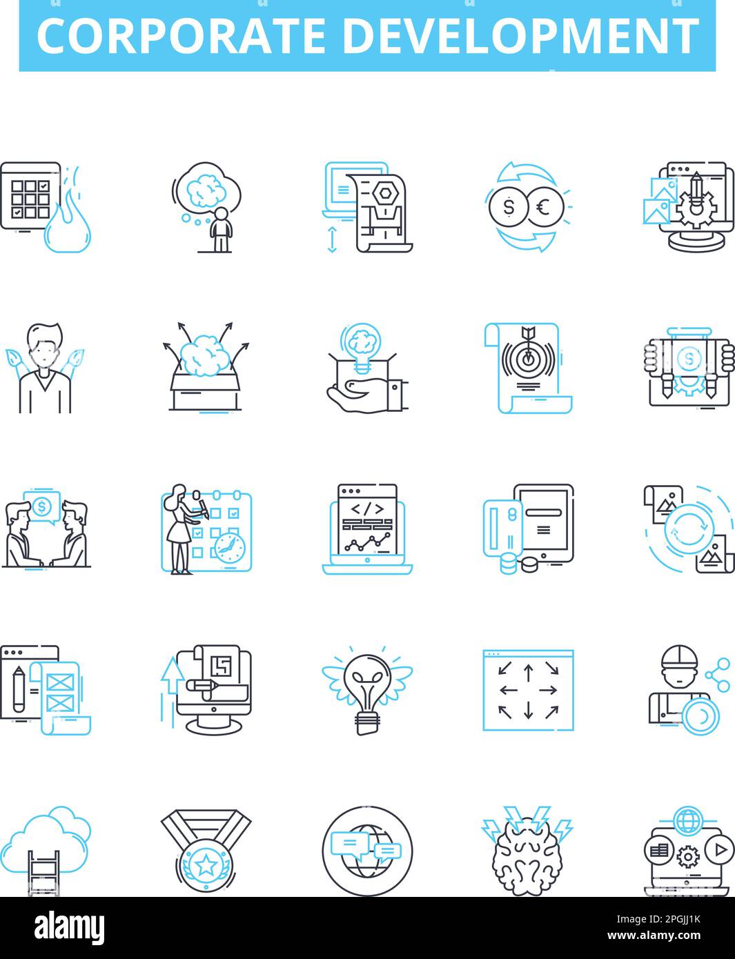 Corporate development vector line icons set. Corporate, development ... Corporate development vector line icons set. Corporate, development ...